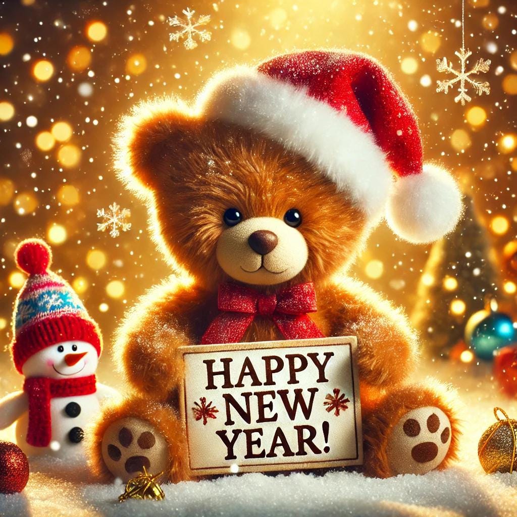 Festive Teddy Bear New Year Card - Adorable Digital Download for ...