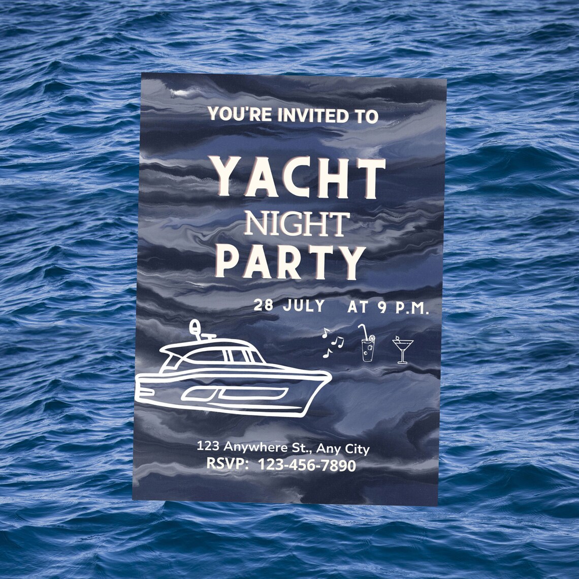 Yacht Invitation, Yacht Party Invite, Boat Party Invitation, Instant ...