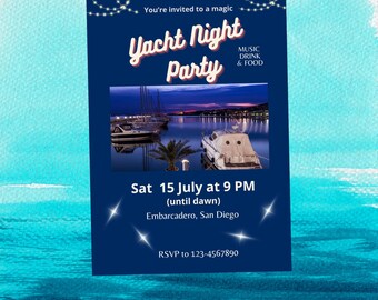 Cruise Party Invite, Yacht Invitation, Boat Party Invitation, Instant ...