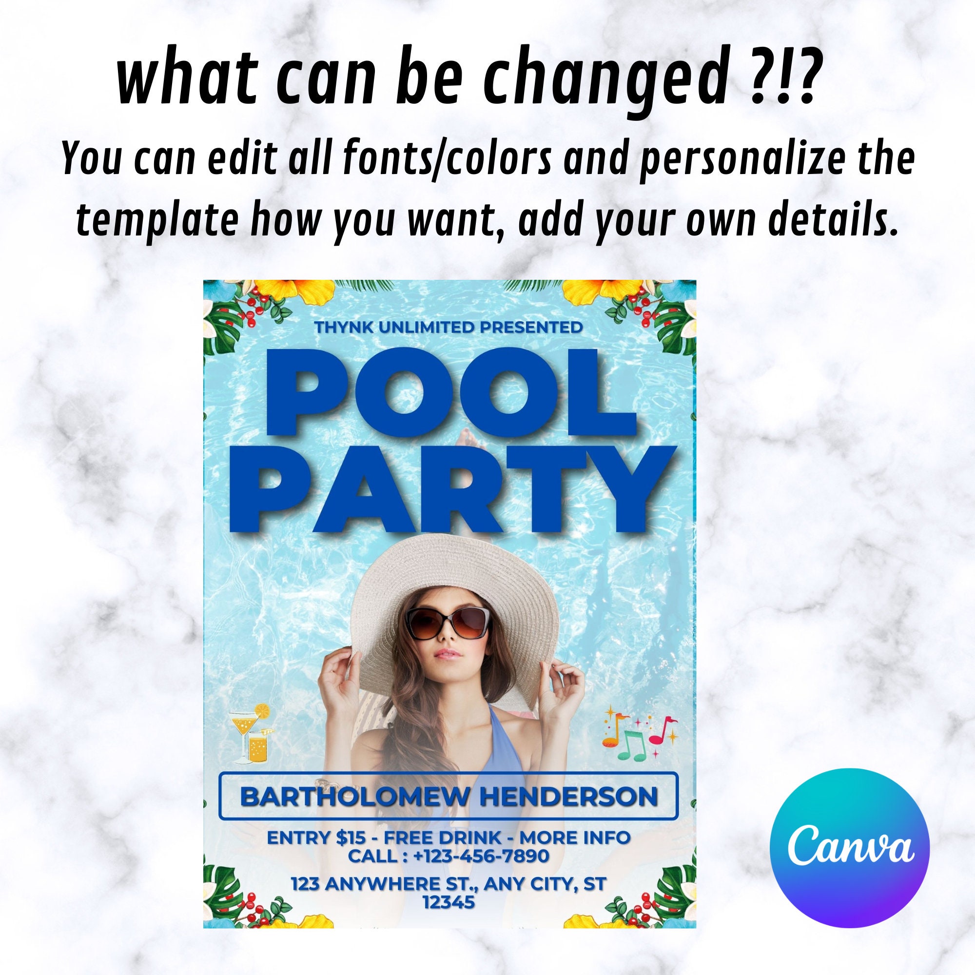 Pool Party, Pool Party Flyers Template, Editable, Pool Invite, Joining ...