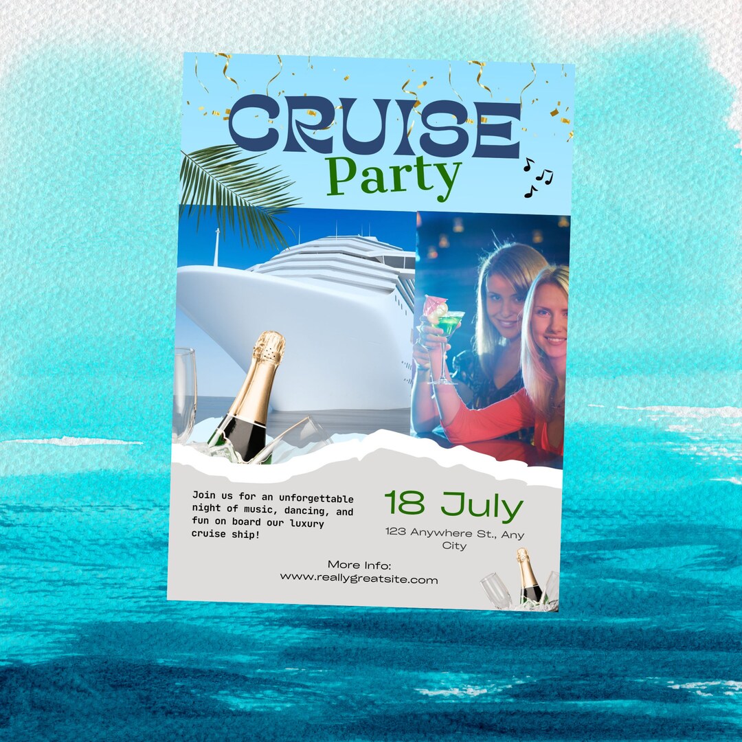 Cruise Party Invite, Yacht Invitation, Boat Party Invitation, Instant ...