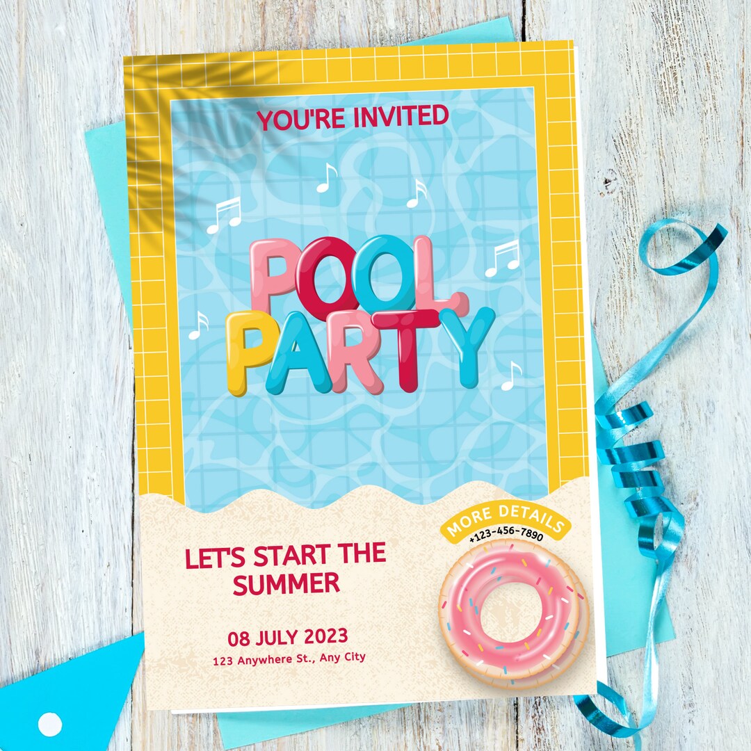 Pool Party Invitation, Pool Party, Birthday Pool Party, Editable ...