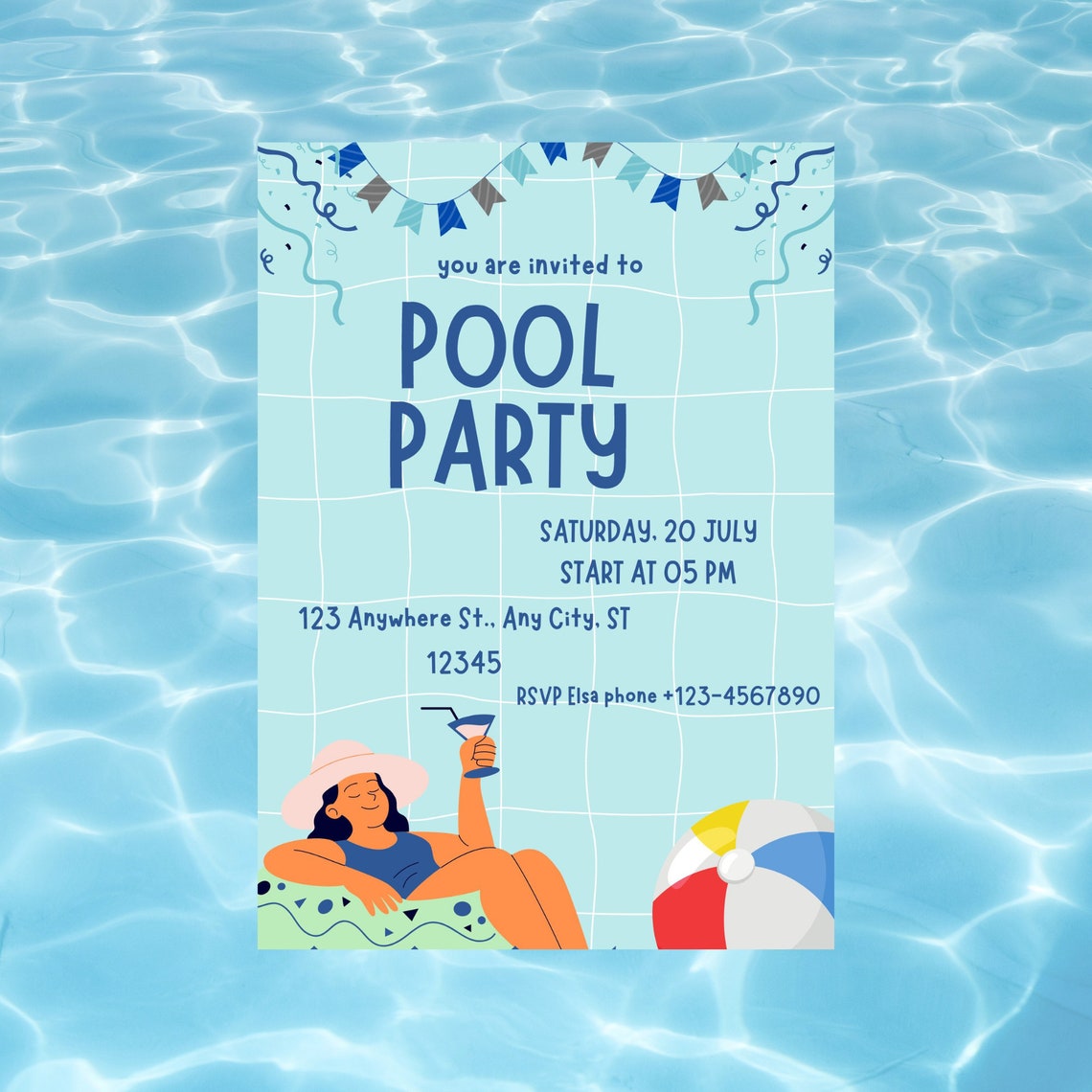 Pool Party, Pool Party Flyers Template, Editable, Pool Invite, Joining ...