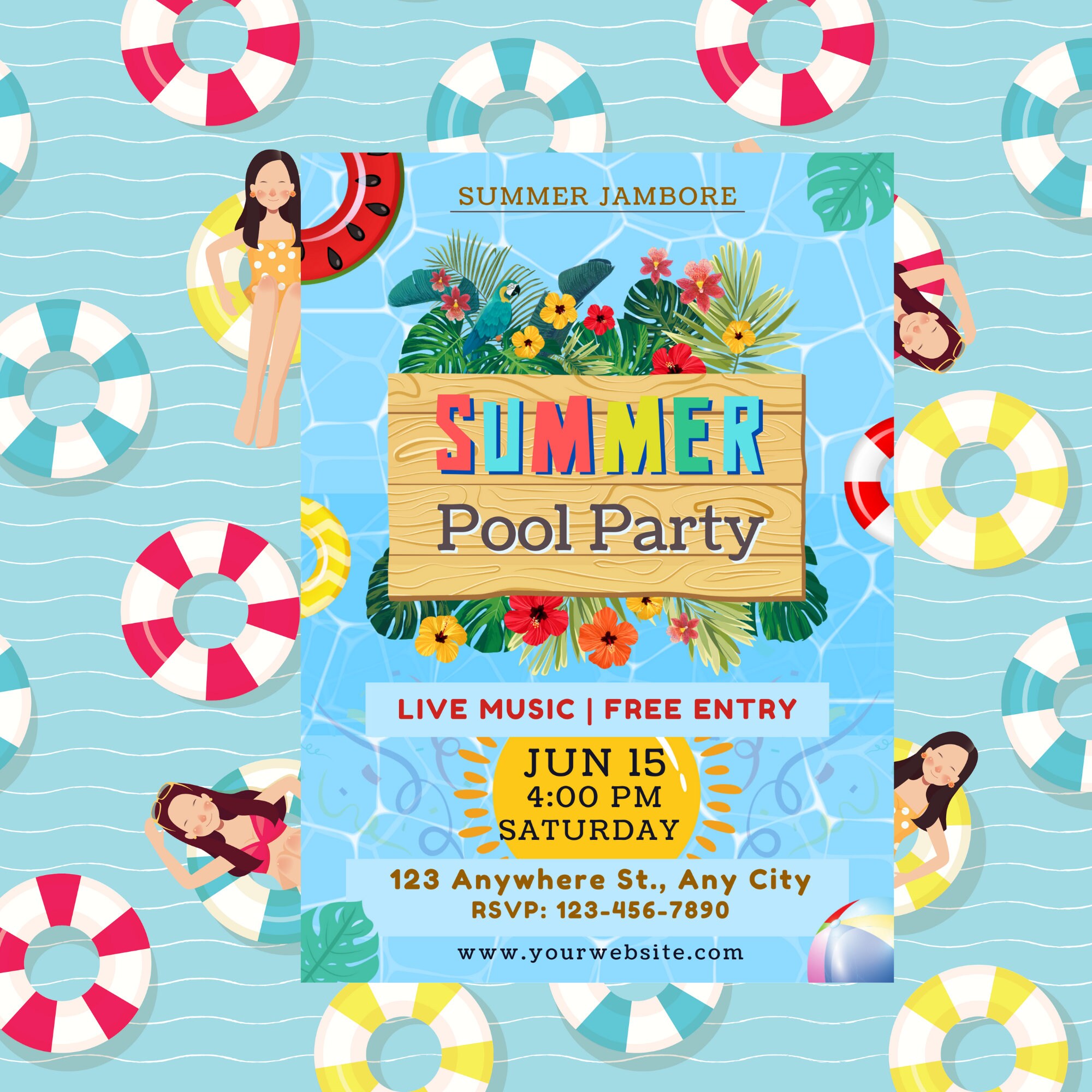 Pool Party Invitation, Pool Party, Birthday Pool Party, Editable ...