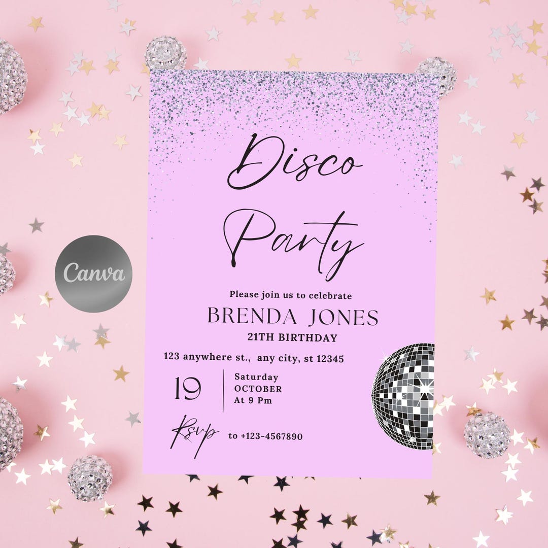 Editable Disco Party Invitation, Invites Editable Glow Party, Dance ...