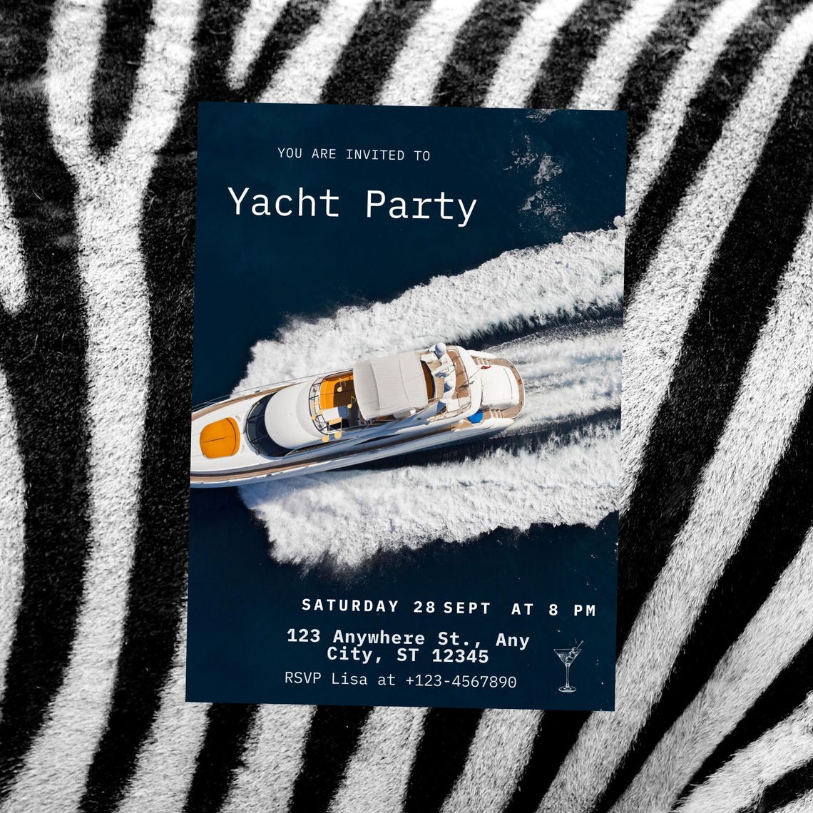 Yacht Invitation, Yacht Party Invite, Boat Party Invitation, Instant ...