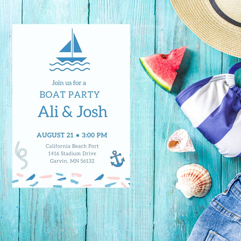 Yacht Invitation, Yacht Party Invite, Boat Party Invitation, Instant ...