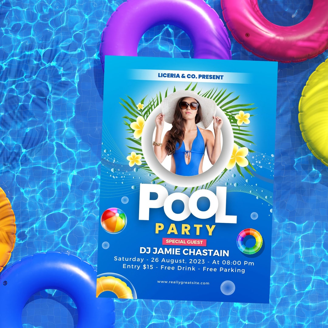 Pool Party, Pool Party Flyers Template, Editable, Pool Invite, Joining ...