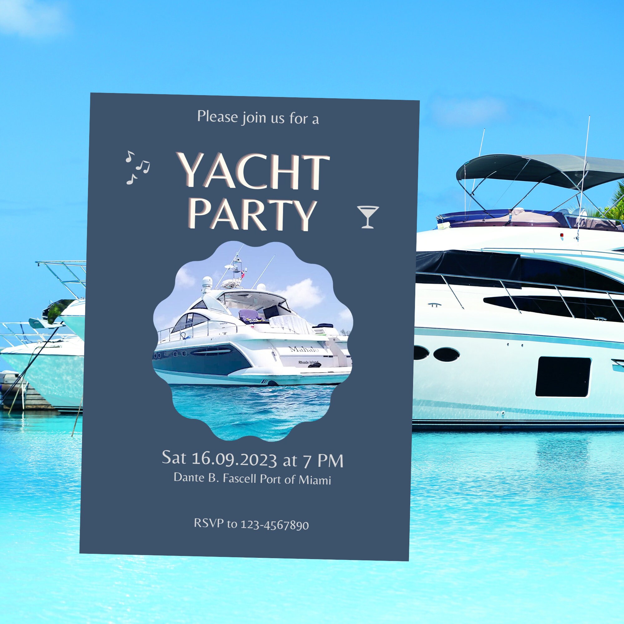 Yacht Invitation, Yacht Party Invite, Boat Party Invitation, Instant ...