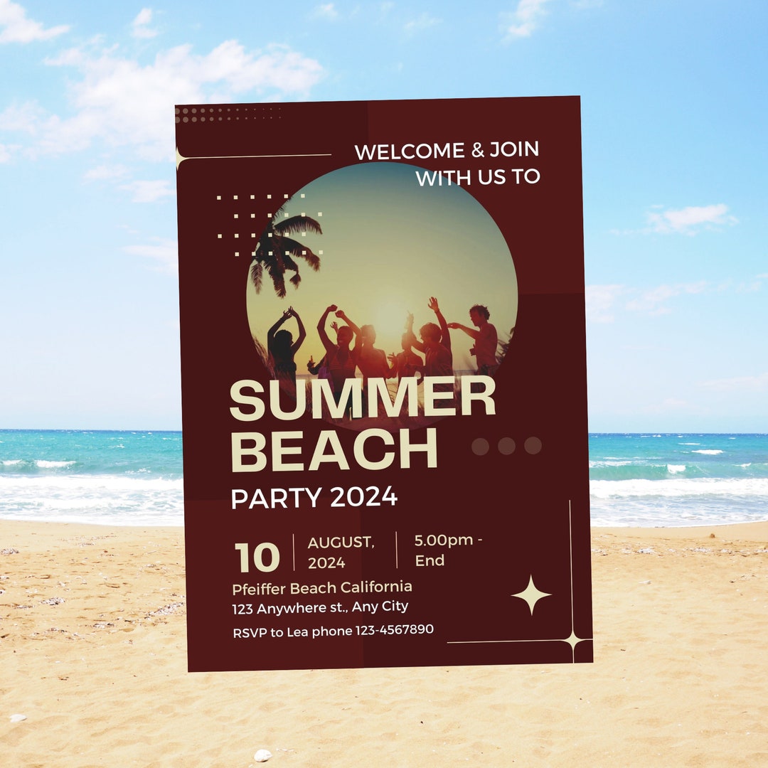 Beach Party Invitation Template Lets Celebrate Beach Invite Printable ...