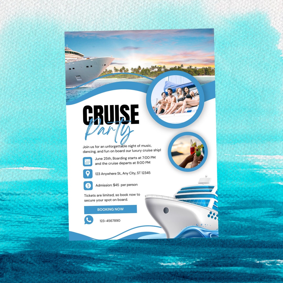 Cruise Party Invite, Yacht Invitation, Boat Party Invitation, Instant ...