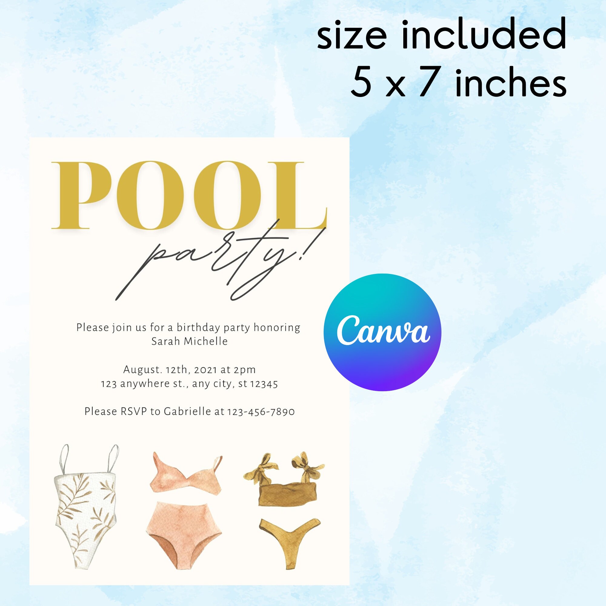 Pool Party, Pool Party Flyers Template, Editable, Pool Invite, Joining ...