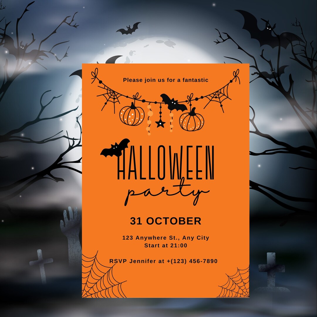 Editable Halloween Party Invitation Template (digital Download) - Etsy