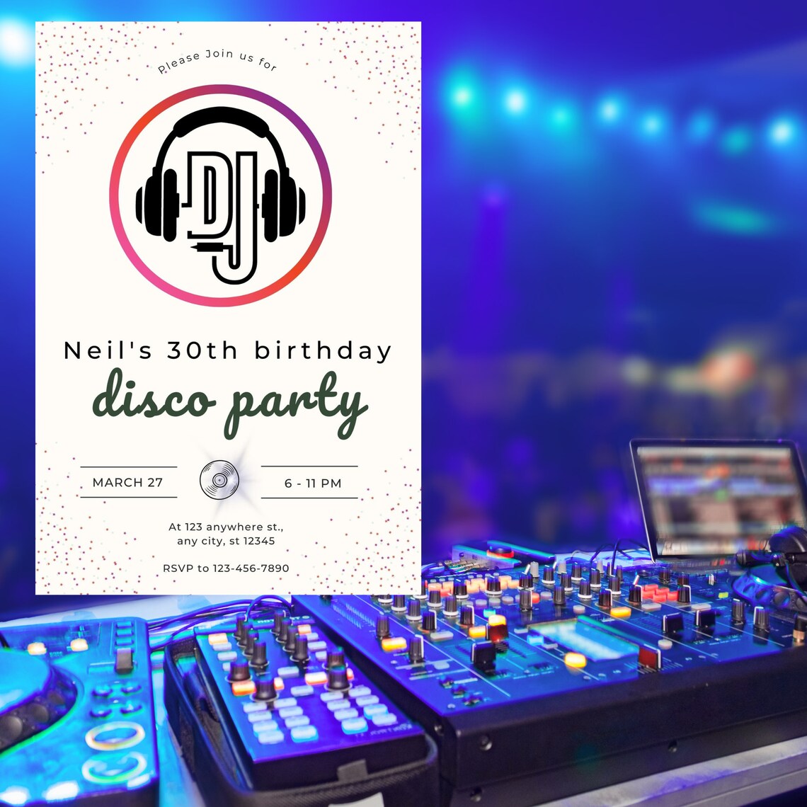 Editable Disco Party Invitation, Disco Party, Personalized Invitation ...
