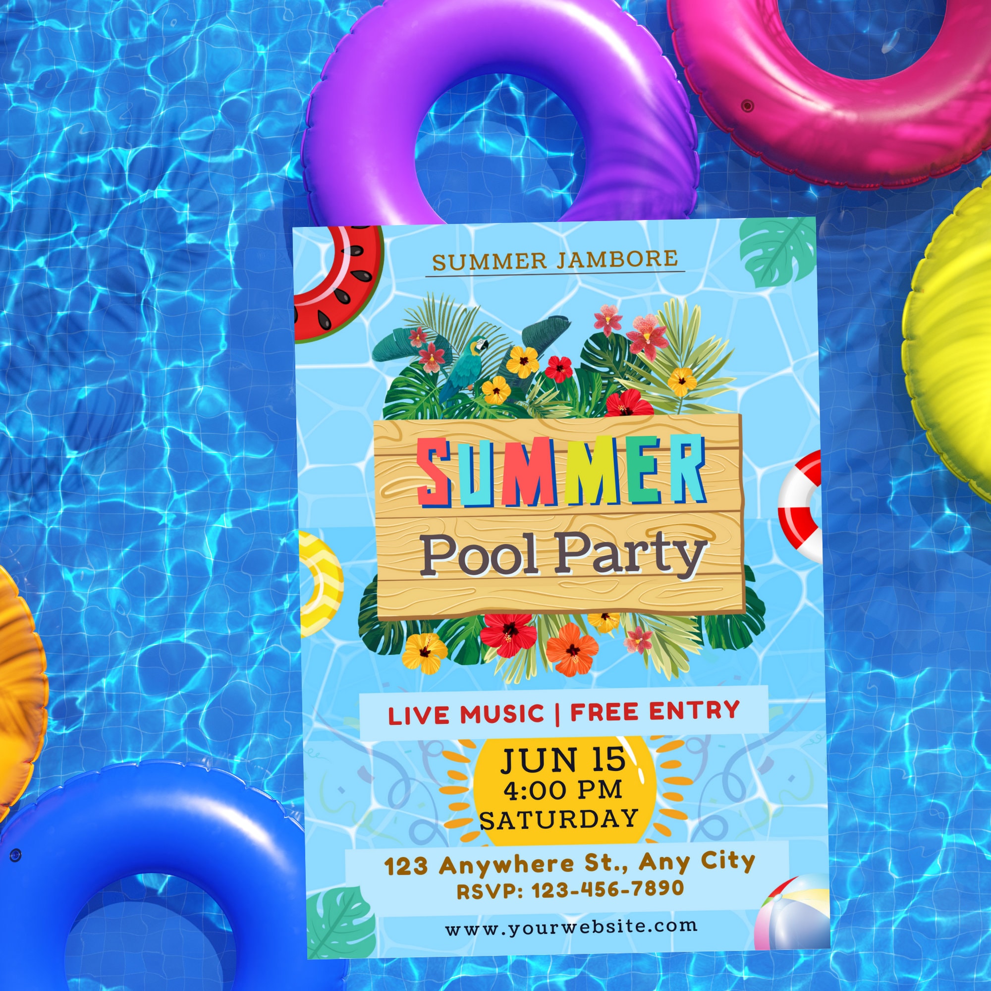Pool Party Pool Party Flyers Template Editable Pool Invite - Etsy