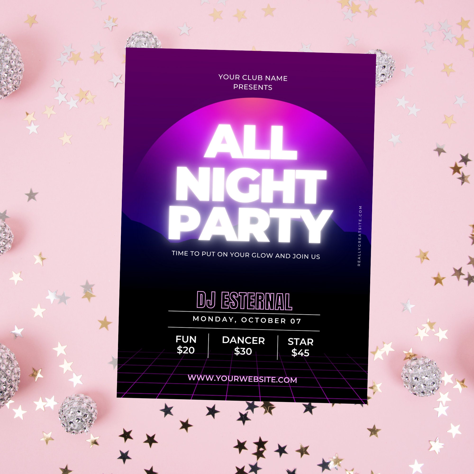 Editable Disco Party Invitation, Disco Party, Personalized Invitation ...