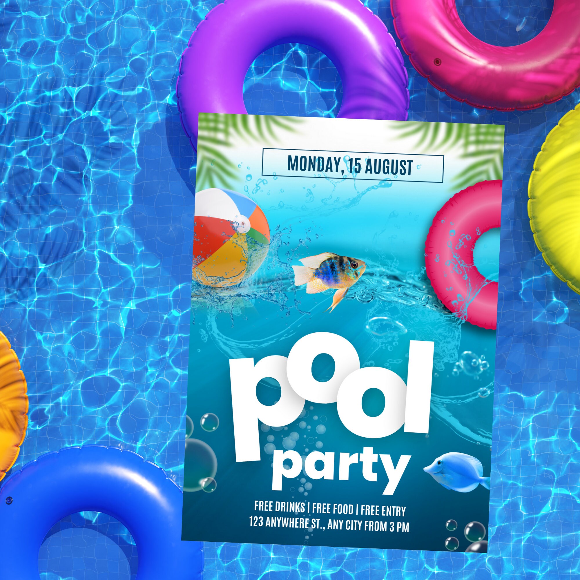 Pool Party, Pool Party Flyers Template, Editable, Pool Invite, Joining ...