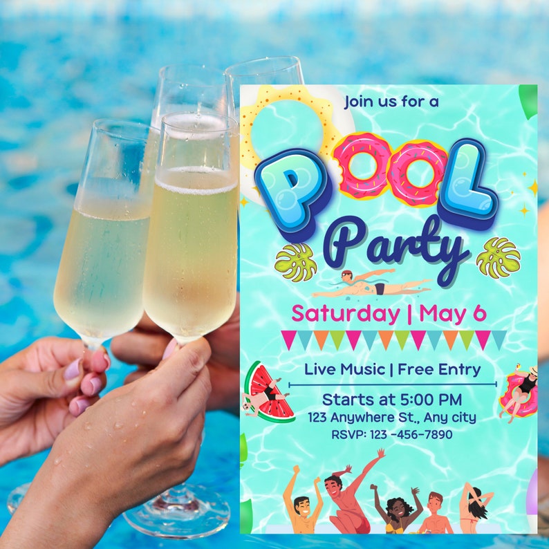 Pool Party Invitation Pool Party Birthday Pool Party - Etsy