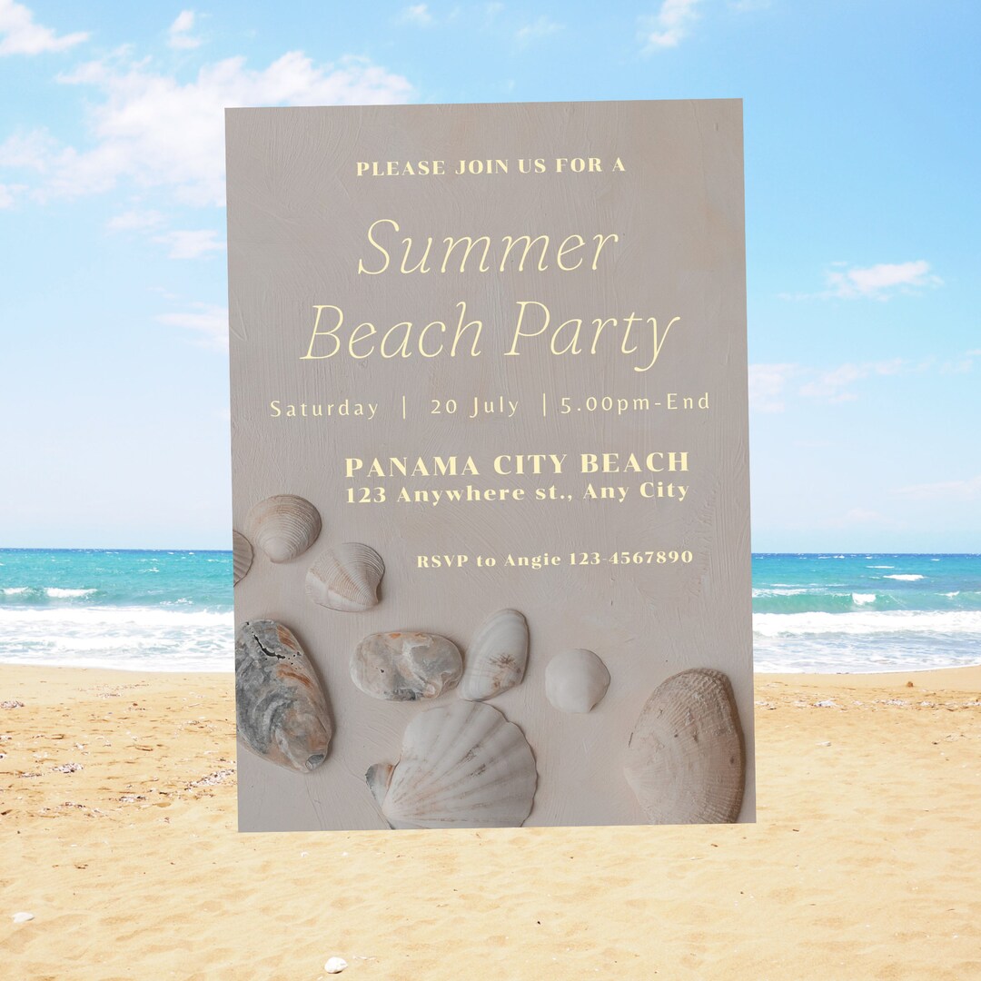 Beach Party Invitation Template Lets Celebrate Beach Invite Printable ...