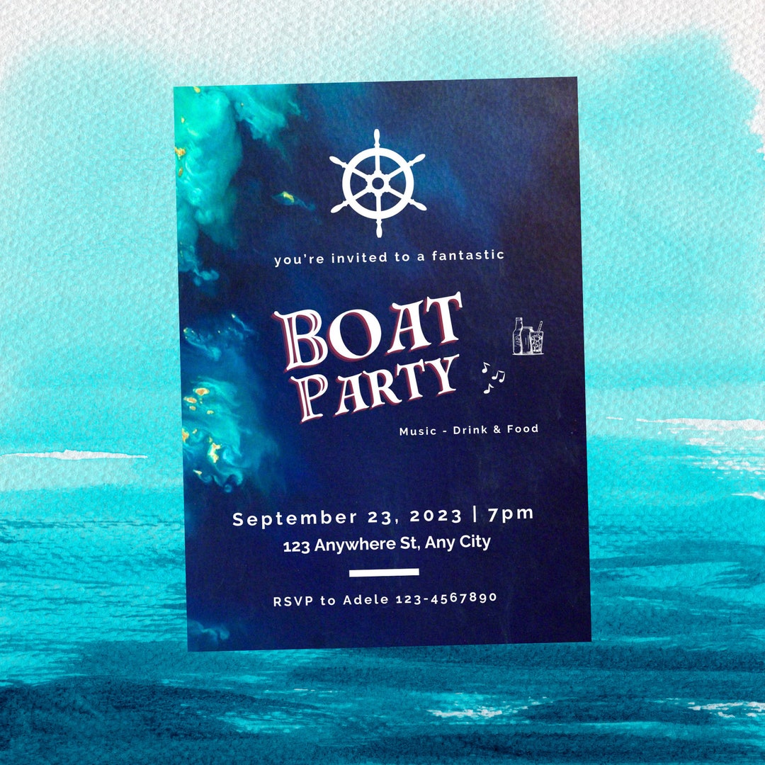 Yacht Invitation, Yacht Party Invite, Boat Party Invitation, Instant ...