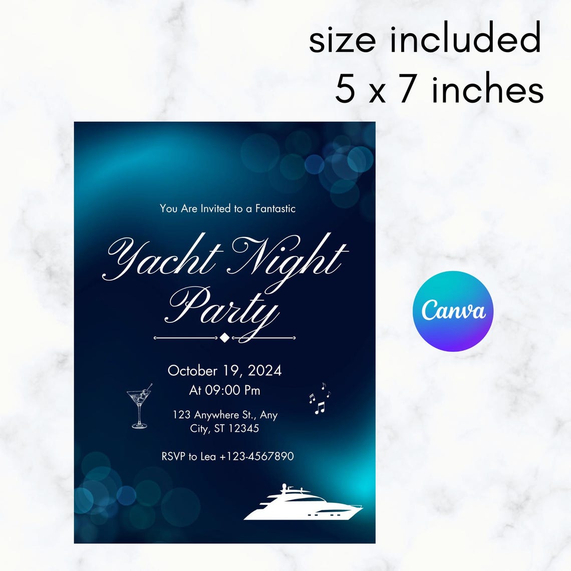 Yacht Invitation, Yacht Party Invite, Boat Party Invitation, Instant ...