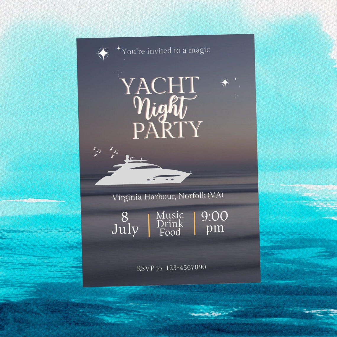 Yacht Invitation, Yacht Party Invite, Boat Party Invitation, Instant ...
