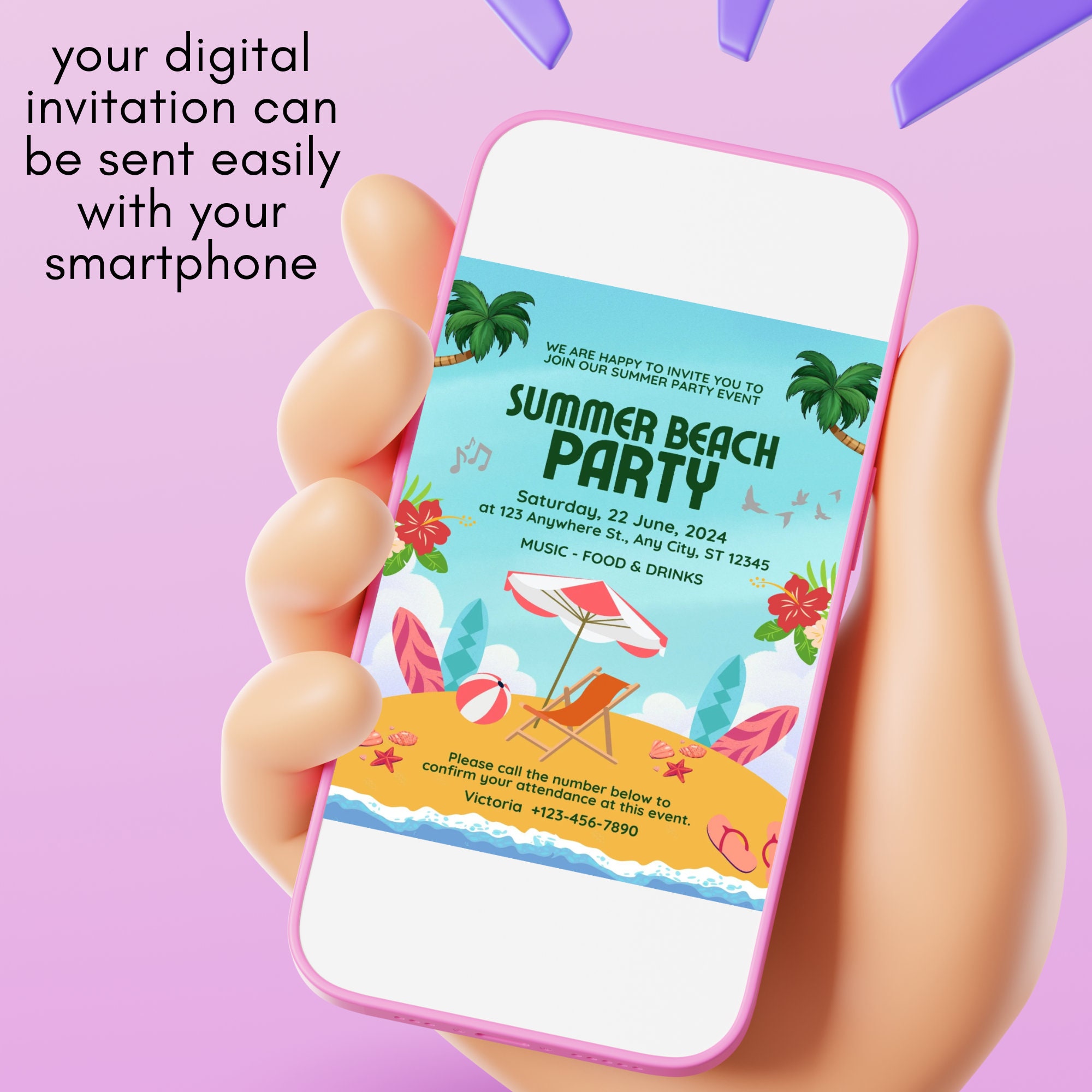 Beach Party Invitation Template Lets Celebrate Beach Invite Printable ...