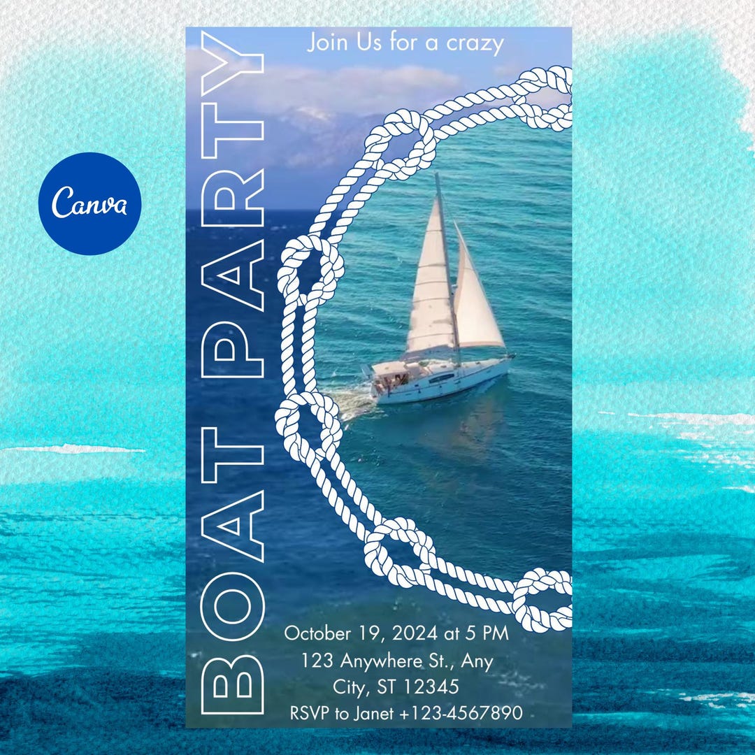 Yacht Invitation, Yacht Party Invite, Boat Party Invitation, Instant ...