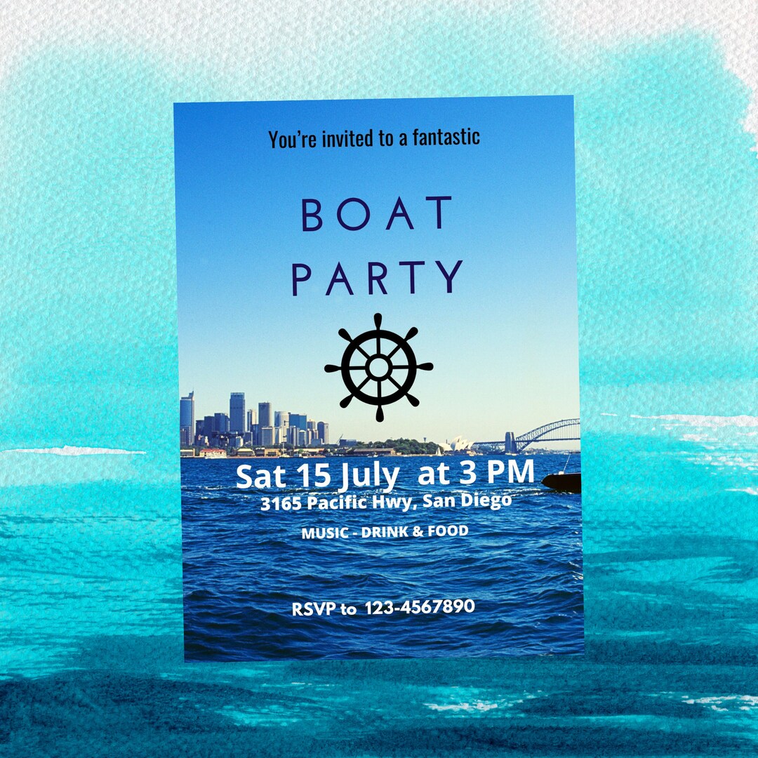 Yacht Invitation, Yacht Party Invite, Boat Party Invitation, Instant ...