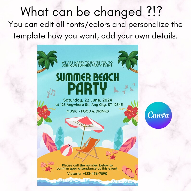 Beach Party Invitation Template Lets Celebrate Beach Invite Printable ...