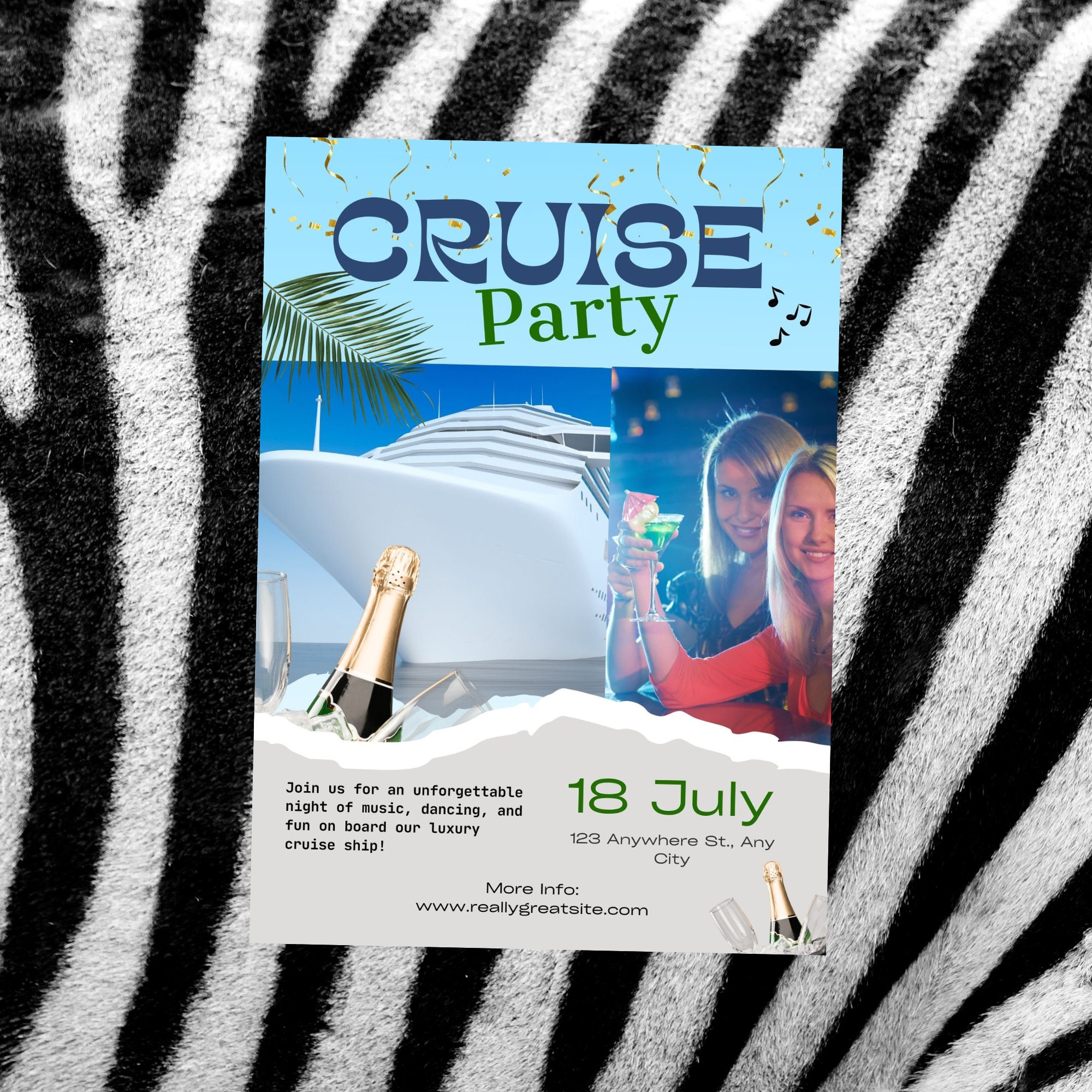 Cruise Party Invite, Yacht Invitation, Boat Party Invitation, Instant ...