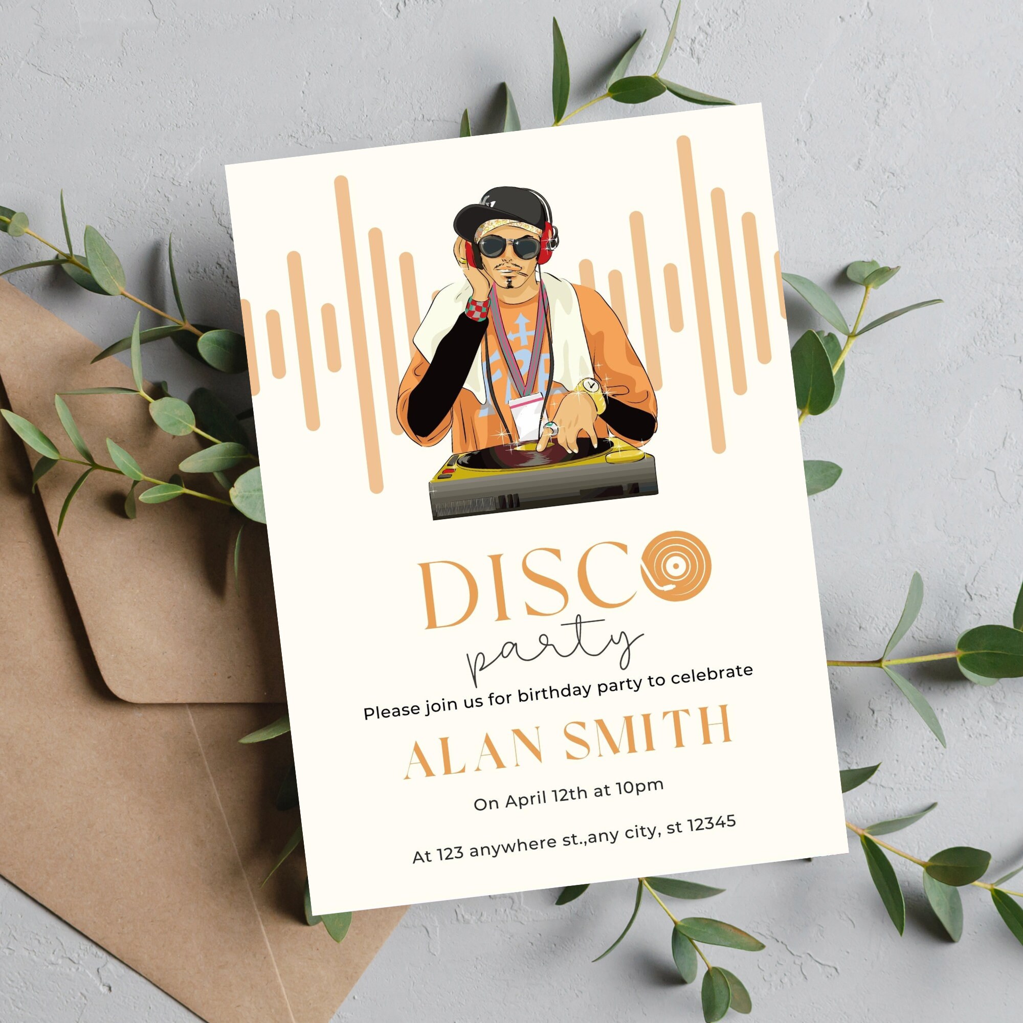 Disco Dance Party Invitation, Editable Party, Party Invite, Edit ...
