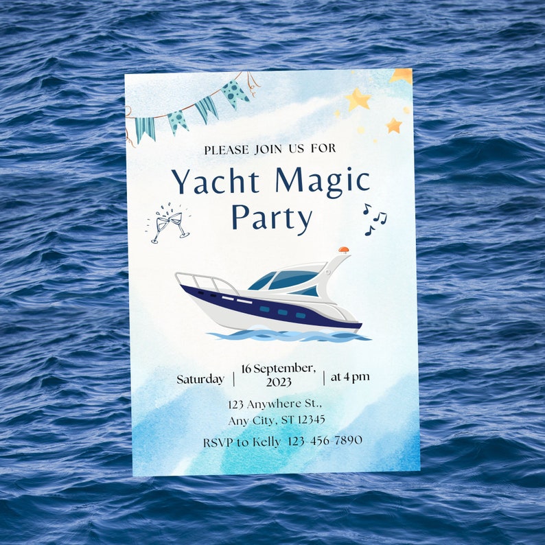 Yacht Invitation, Yacht Party Invite, Boat Party Invitation, Instant ...