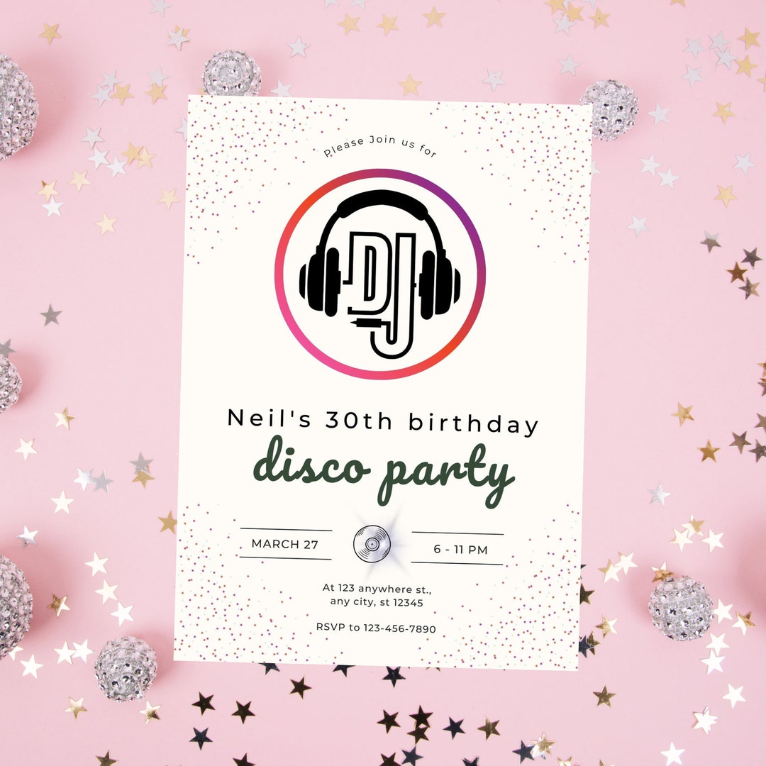 Editable Disco Party Invitation, Disco Party, Personalized Invitation ...