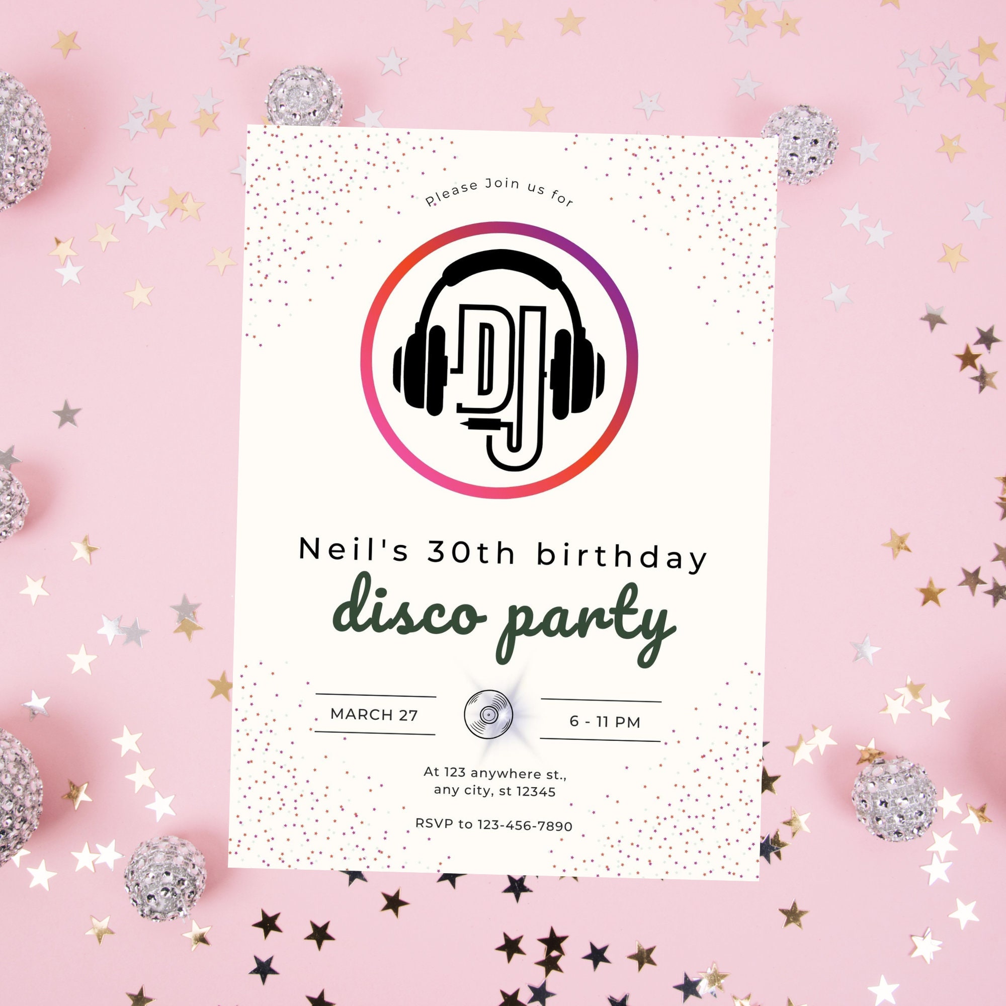 Editable Disco Party Invitation, Disco Party, Personalized Invitation ...