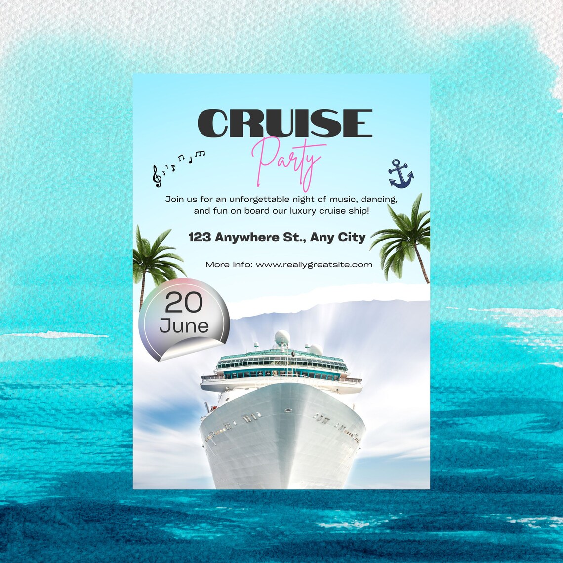 Cruise Party Invite, Yacht Invitation, Boat Party Invitation, Instant ...