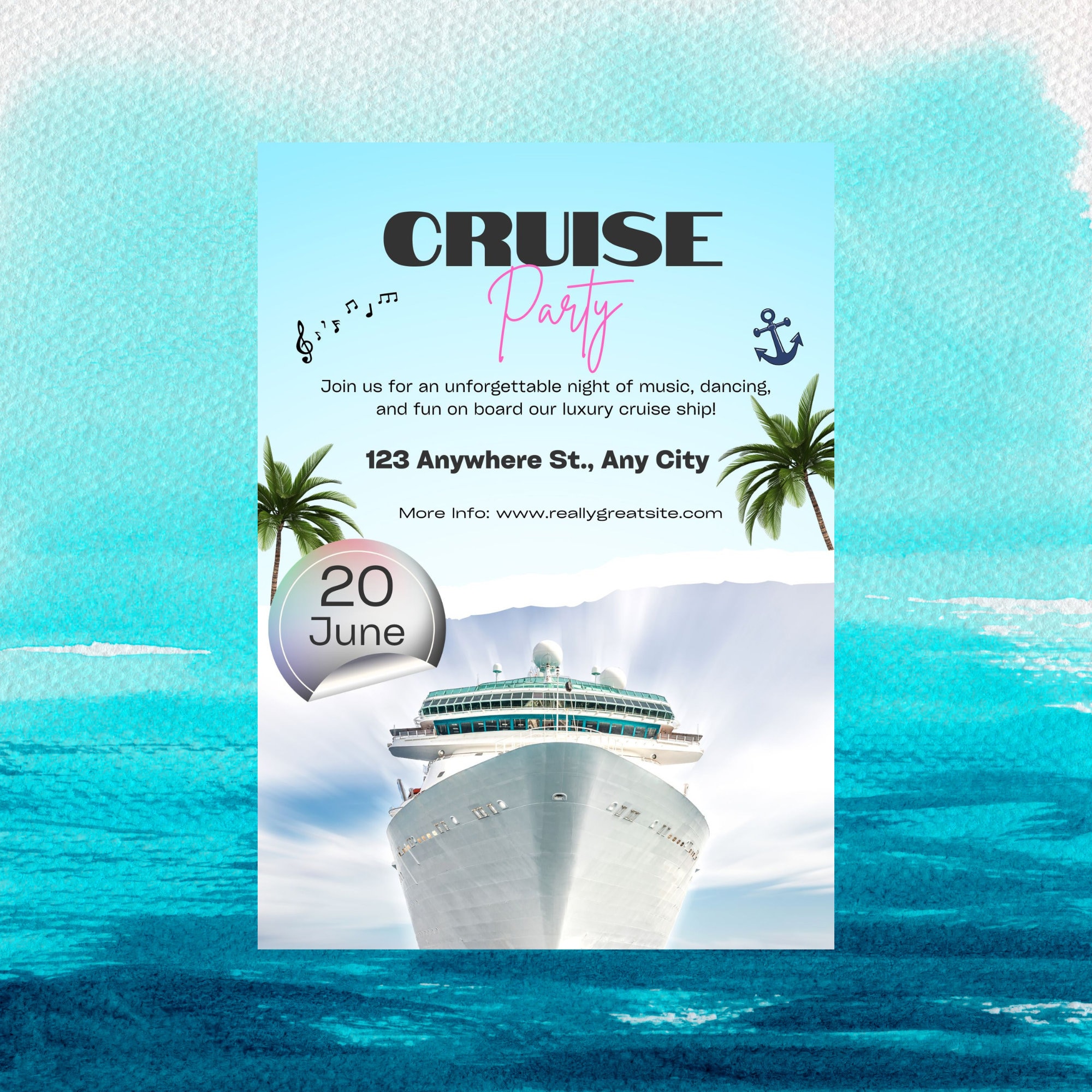Cruise Party Invite, Yacht Invitation, Boat Party Invitation, Instant ...