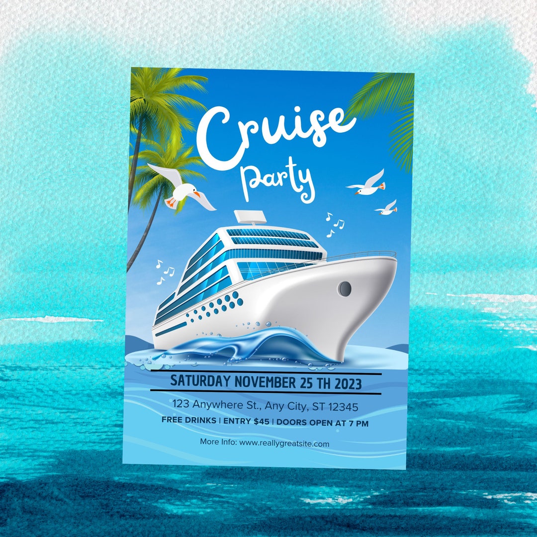 Cruise Party Invite, Yacht Invitation, Boat Party Invitation, Instant ...