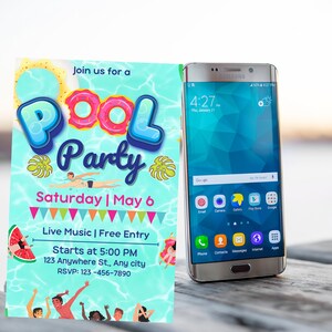Pool Party Invitation, Pool Party, Birthday Pool Party, Editable ...