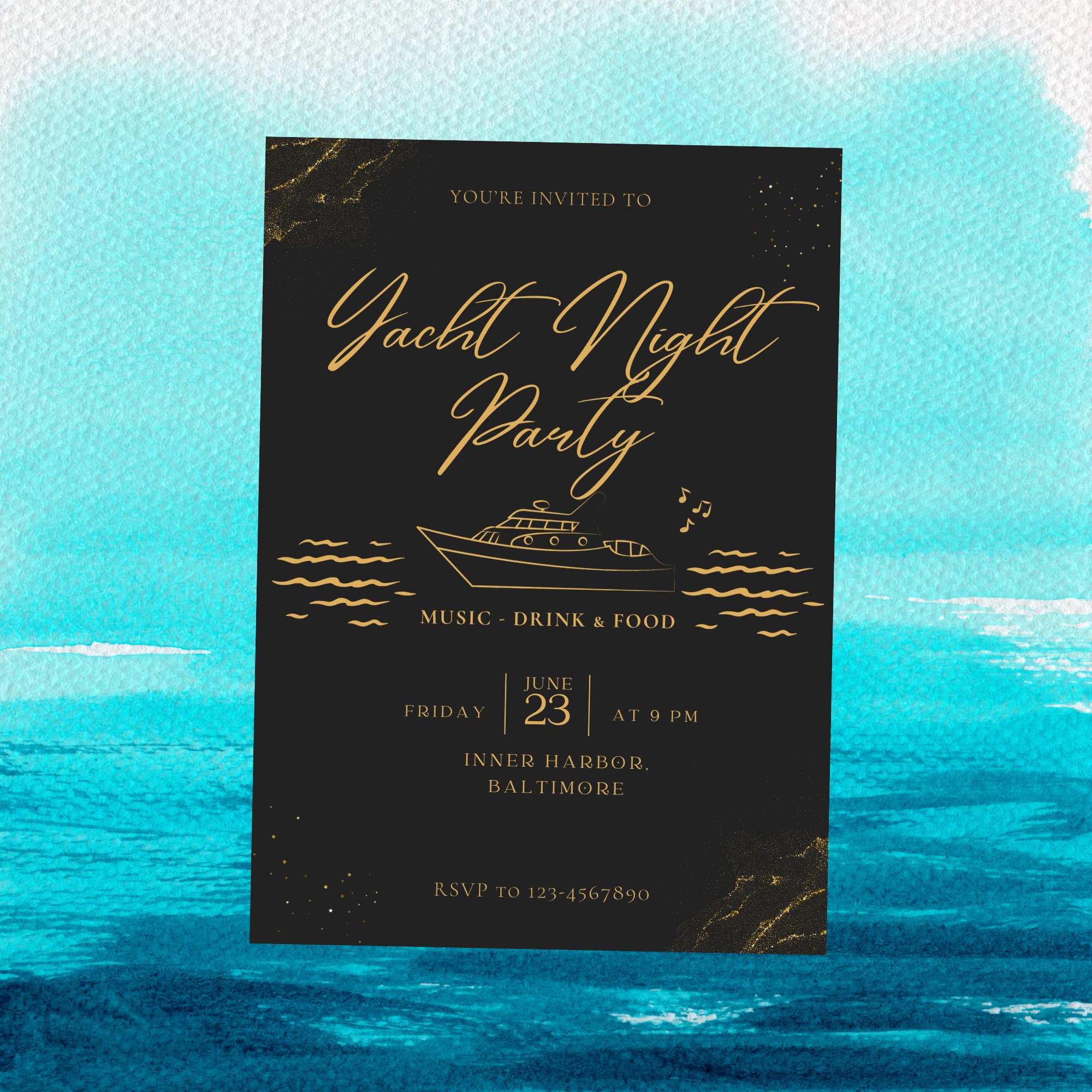 Yacht Invitation, Yacht Party Invite, Boat Party Invitation, Instant ...