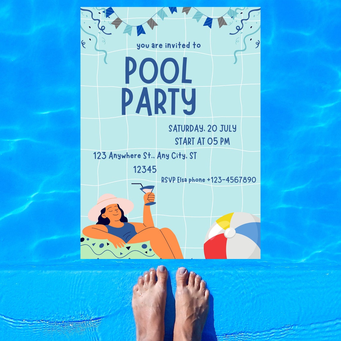 Pool Party, Pool Party Flyers Template, Editable, Pool Invite, Joining ...
