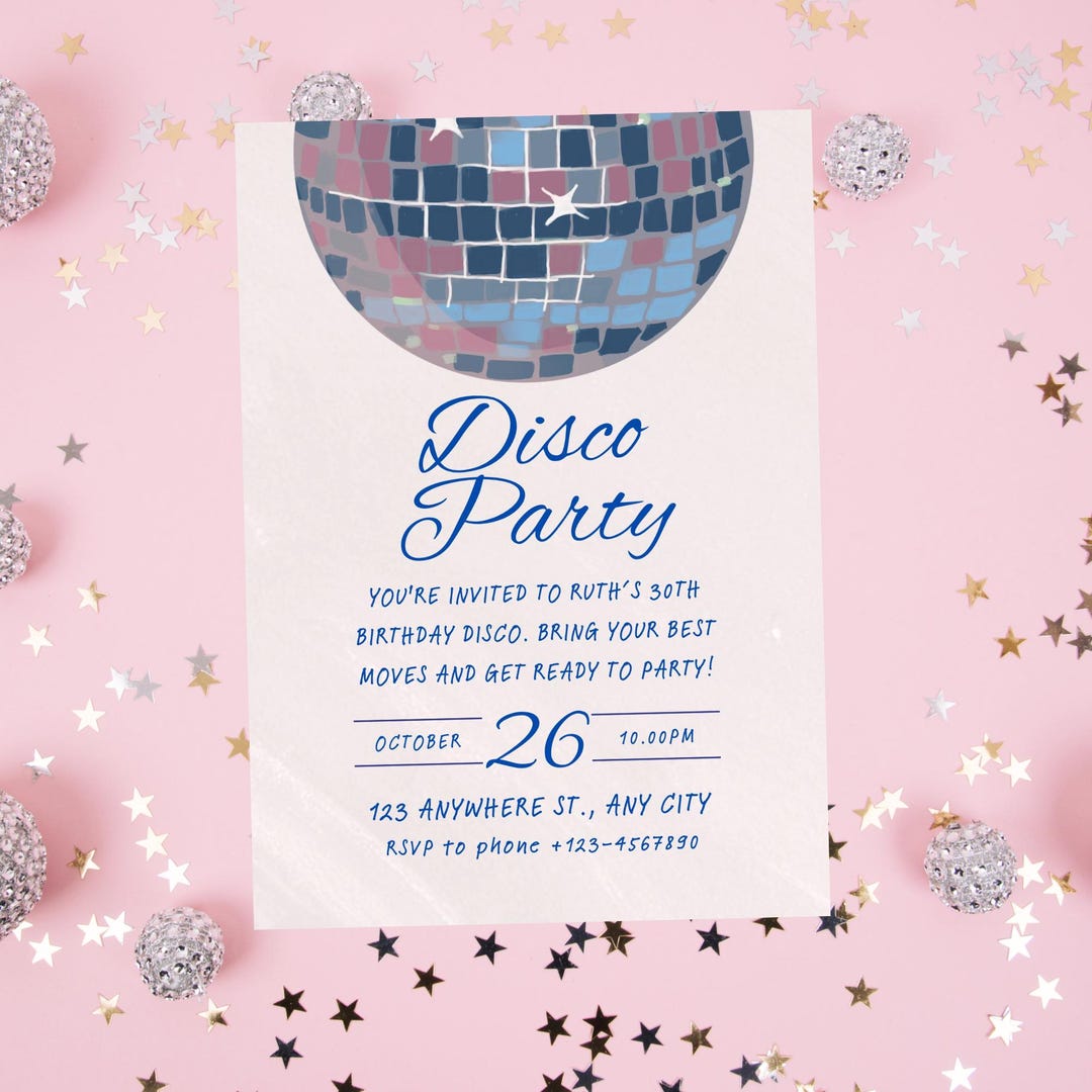 Editable Disco Party Invitation, Invites Editable Glow Party, Dance ...