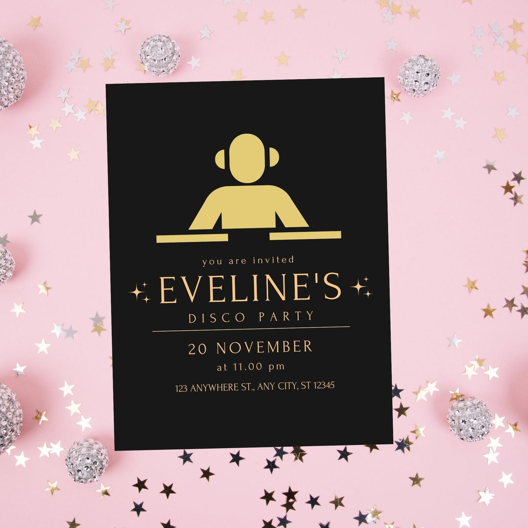 Editable Disco Party Invitation, Disco Party, Personalized Invitation ...