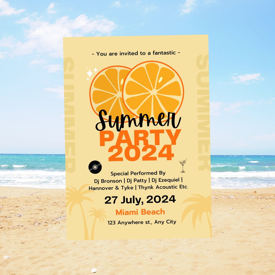 Beach Party Invitation Template Lets Celebrate Beach Invite Printable ...