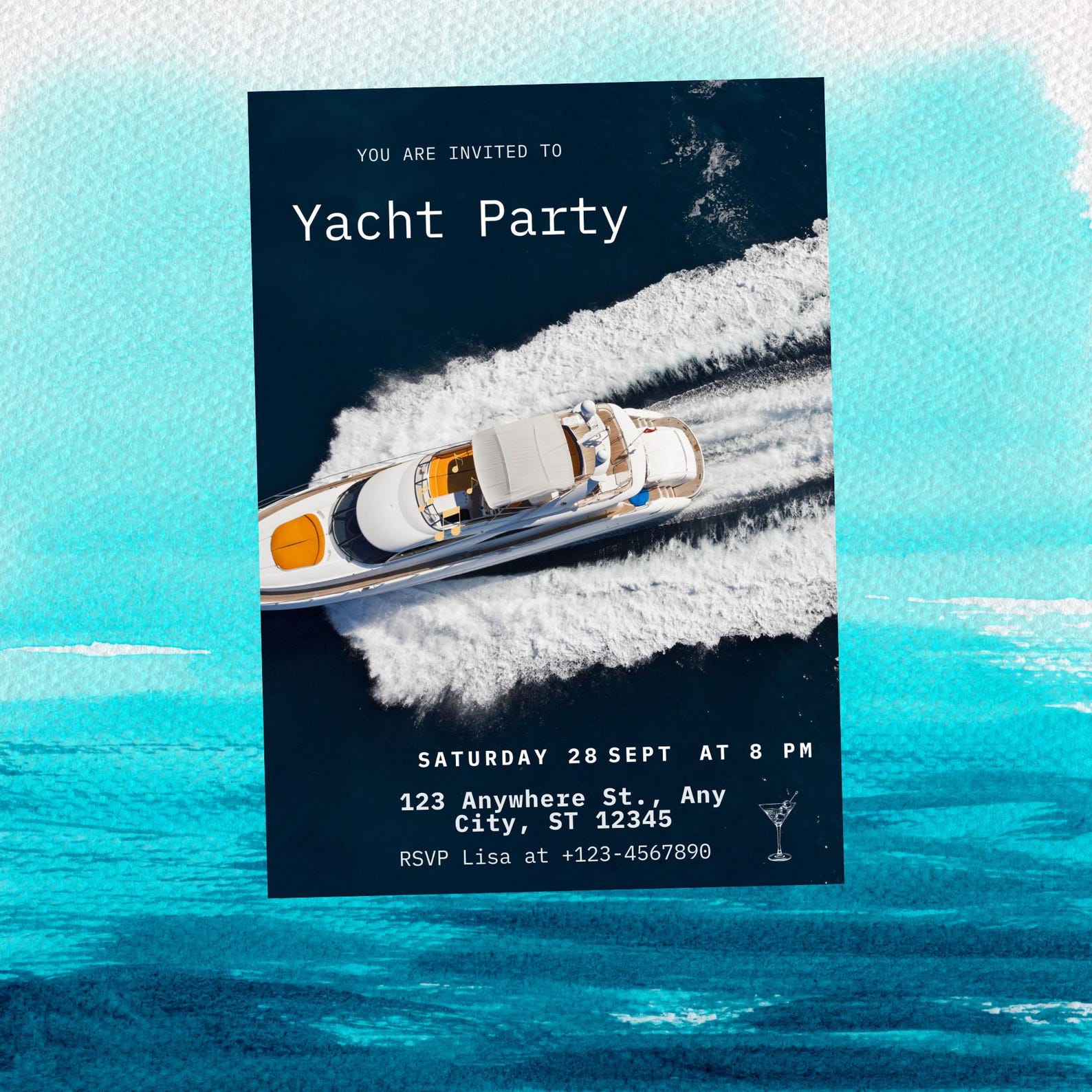 Yacht Invitation, Yacht Party Invite, Boat Party Invitation, Instant ...