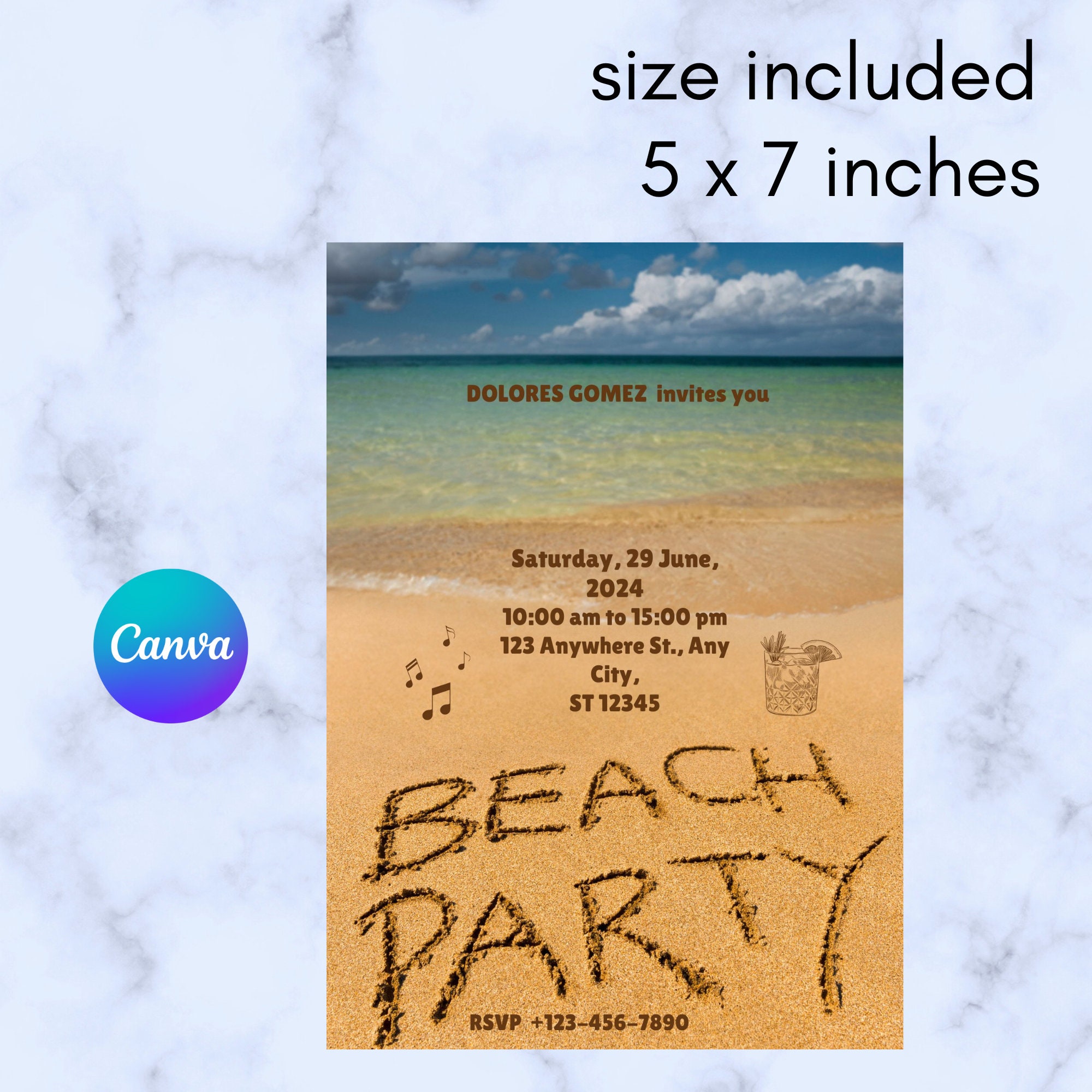 Beach Party Invitation Template Lets Celebrate Beach Invite Printable ...