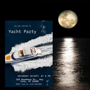 Yacht Invitation, Yacht Party Invite, Boat Party Invitation, Instant ...