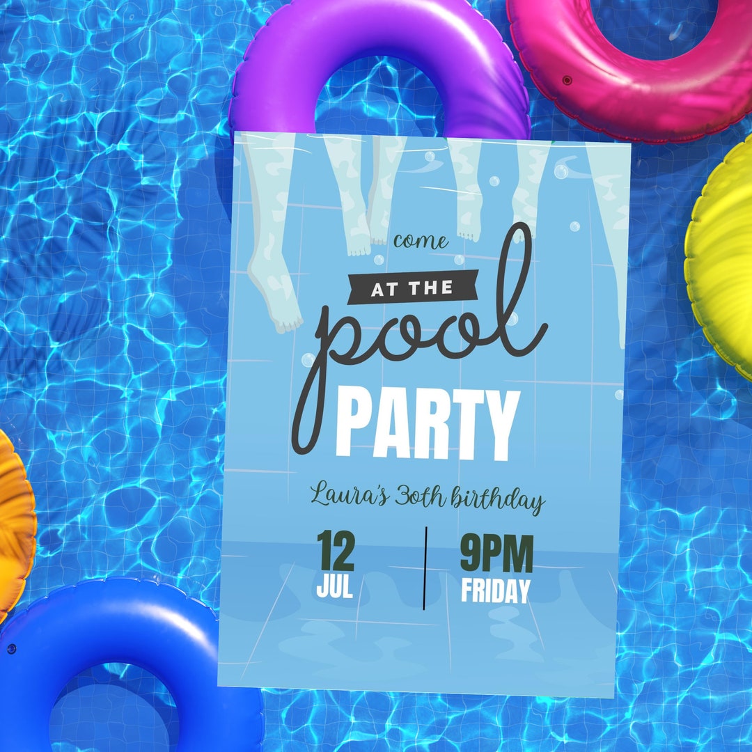 Pool Party, Pool Party Flyers Template, Editable, Pool Invite, Joining ...