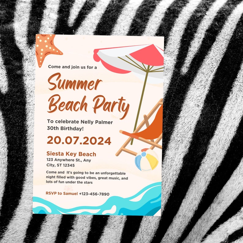 Beach Party Invitation Template Lets Celebrate Beach Invite Printable ...