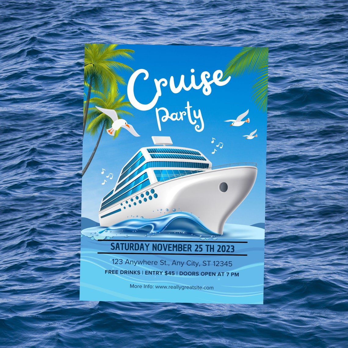 Cruise Party Invite, Yacht Invitation, Boat Party Invitation, Instant ...